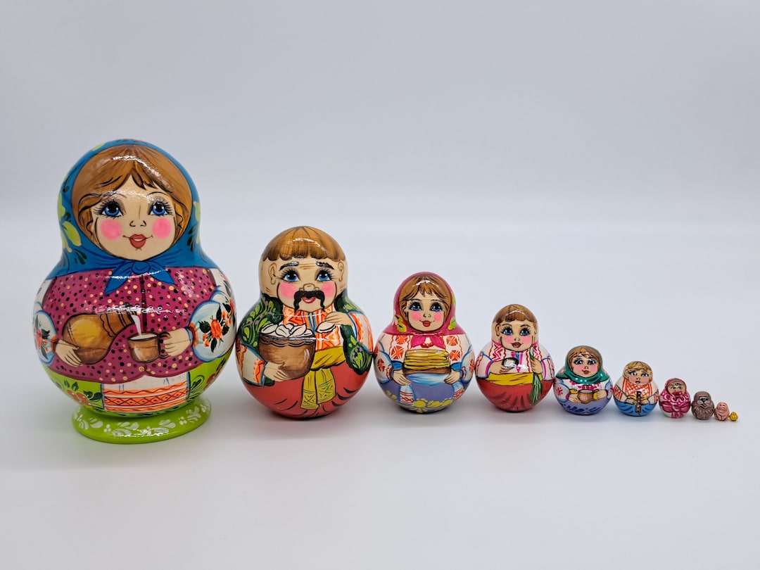 6 Tall Nesting Dolls 10 in 1 Ukrainian Matryoshka Handmade and Hand ...