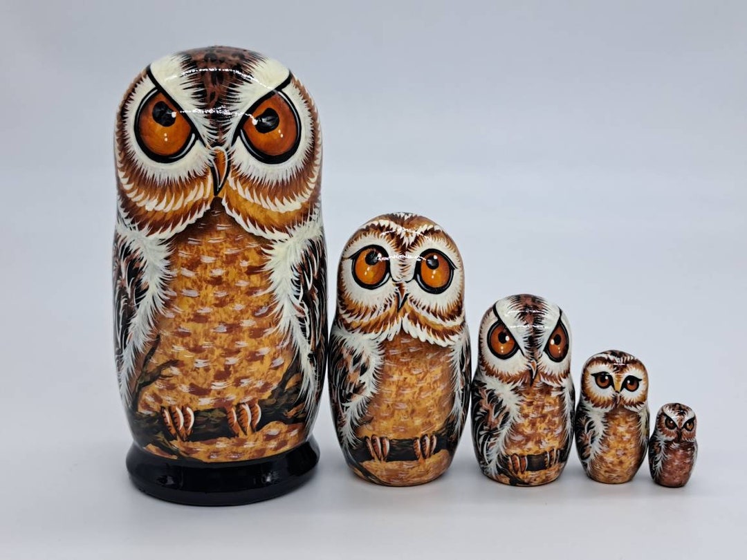Owls Family Nesting Dolls 5 Tall Matryoshka Handmade 5 - Etsy