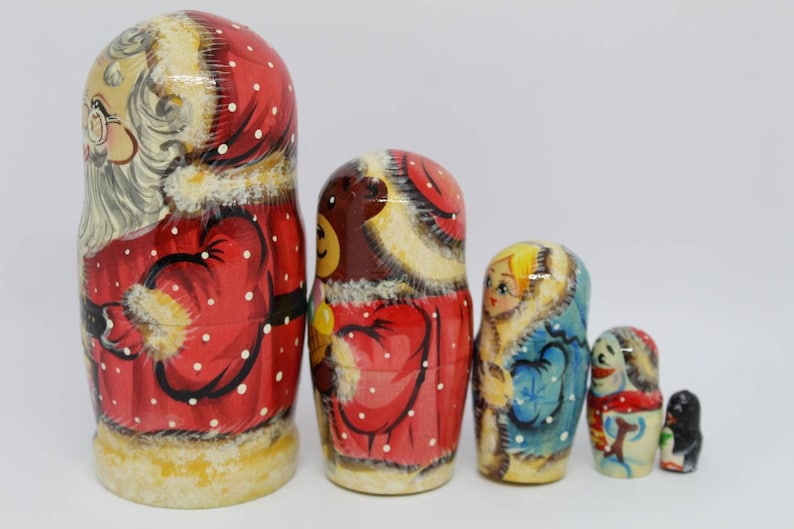 Christmas Nesting Dolls Santa Claus 4" Tall, 5 in 1 Set #5 - Etsy