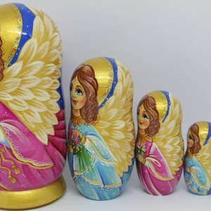 Nesting Dolls, Matryoshka angel With Arch 7 Tall,5 Pieces Inside.hand ...