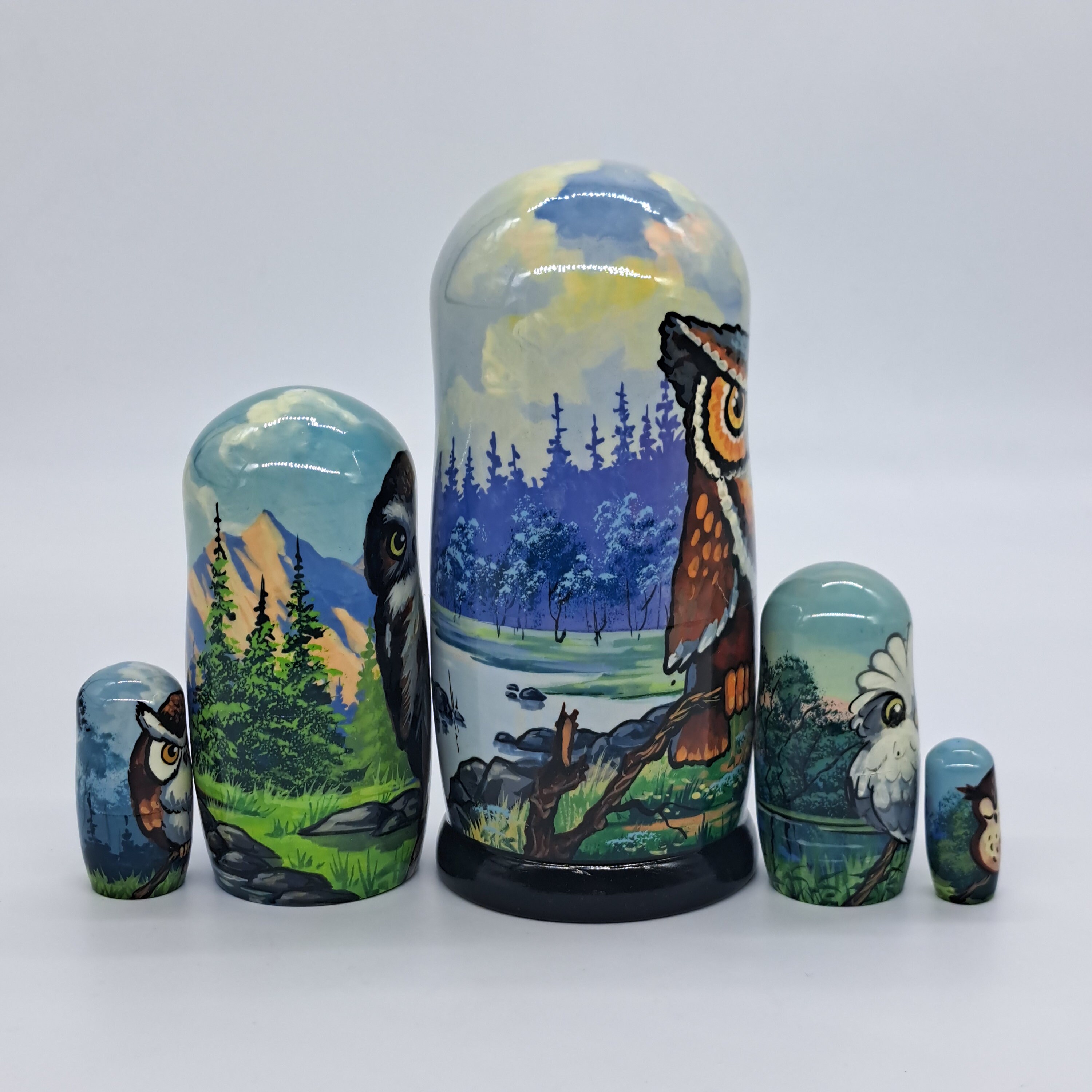 7" Nesting Dolls 5 in 1 Owls Friends Matryoshka Ukrainian Nesting Dolls ...