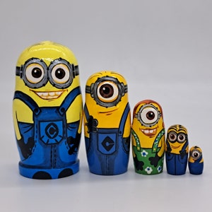 4" Nesting Dolls Cartoon Hero Matryoshka 5 in 1 Handmade and Painted in ...