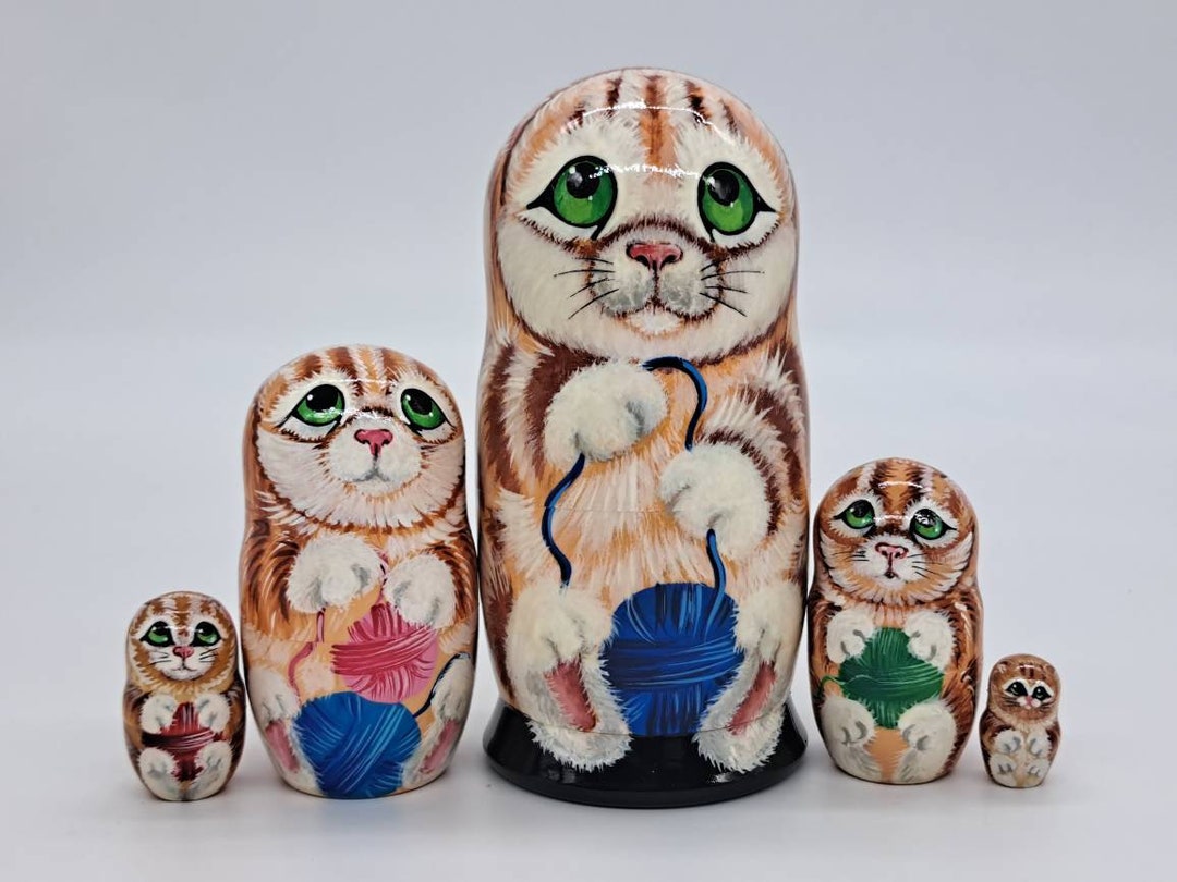 5 Cats Russian Doll Matryoshka Handmade and Painted in Ukraine Nesting ...
