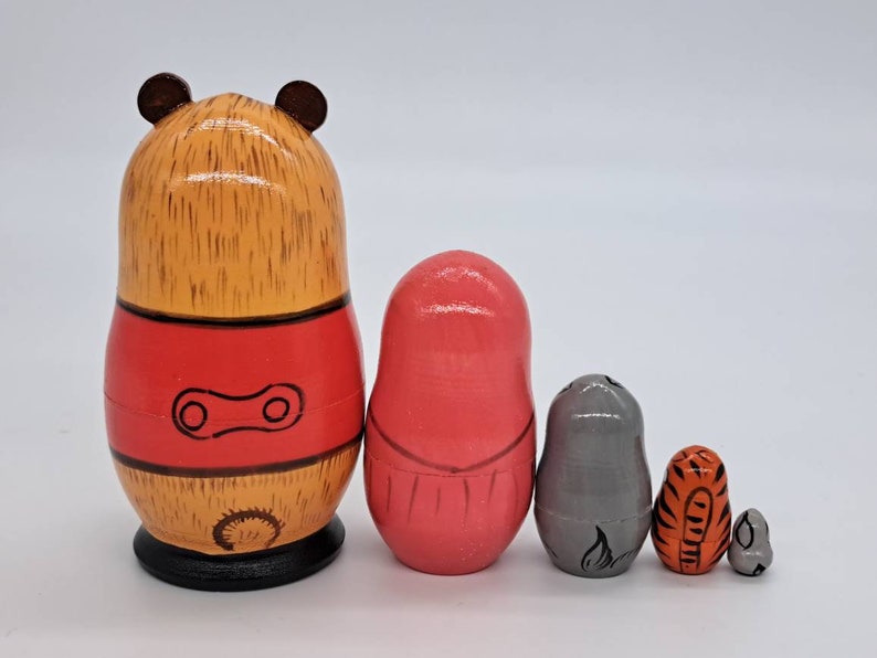 Cartoon Nesting Dolls 4 Tall Matryoshka 5 in 1 Handmade - Etsy