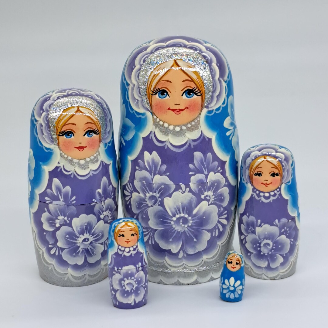 4" Nesting Dolls Ukrainian Matryoshka 5 in 1 Wooden Toy for Kids and ...