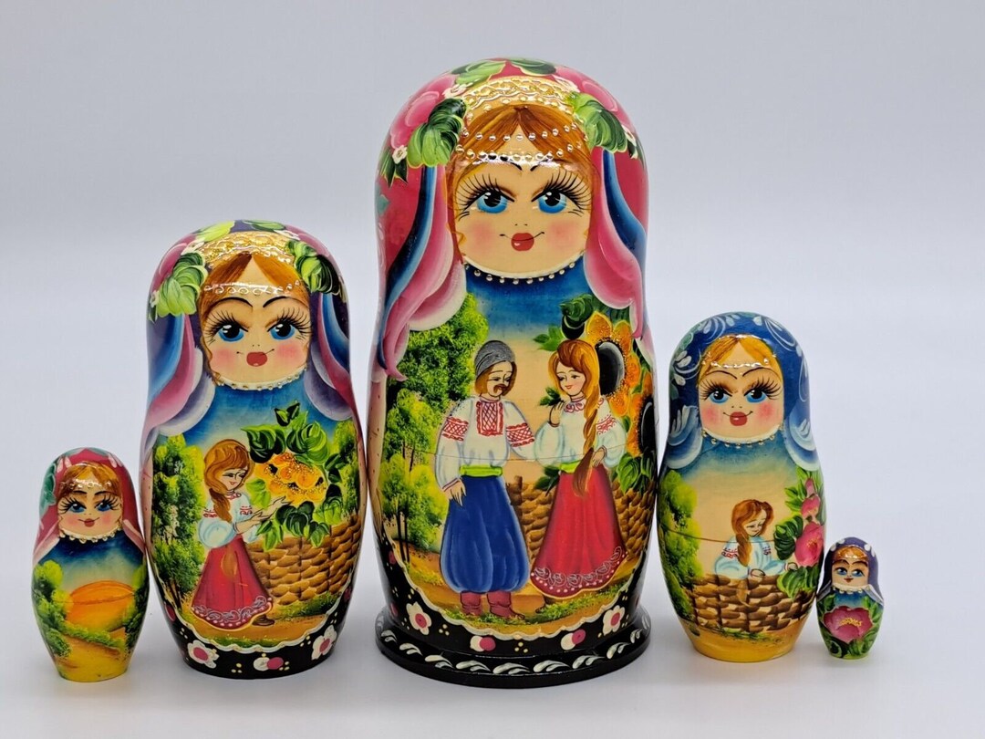 7" Nesting Dolls Ukrainian Matryoshka 5 in 1 Stacking Dolls Handmade in ...