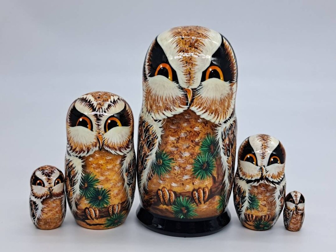 Owls Family Nesting Dolls 5 Tall Matryoshka Handmade 5 in 1 - Etsy