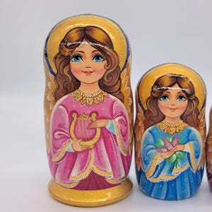 Nesting Dolls, Matryoshka "angel With Arch" (7" Tall,5 Pieces Inside ...