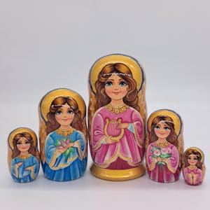 Nesting Dolls, Matryoshka "angel With Arch" (7" Tall,5 Pieces Inside ...