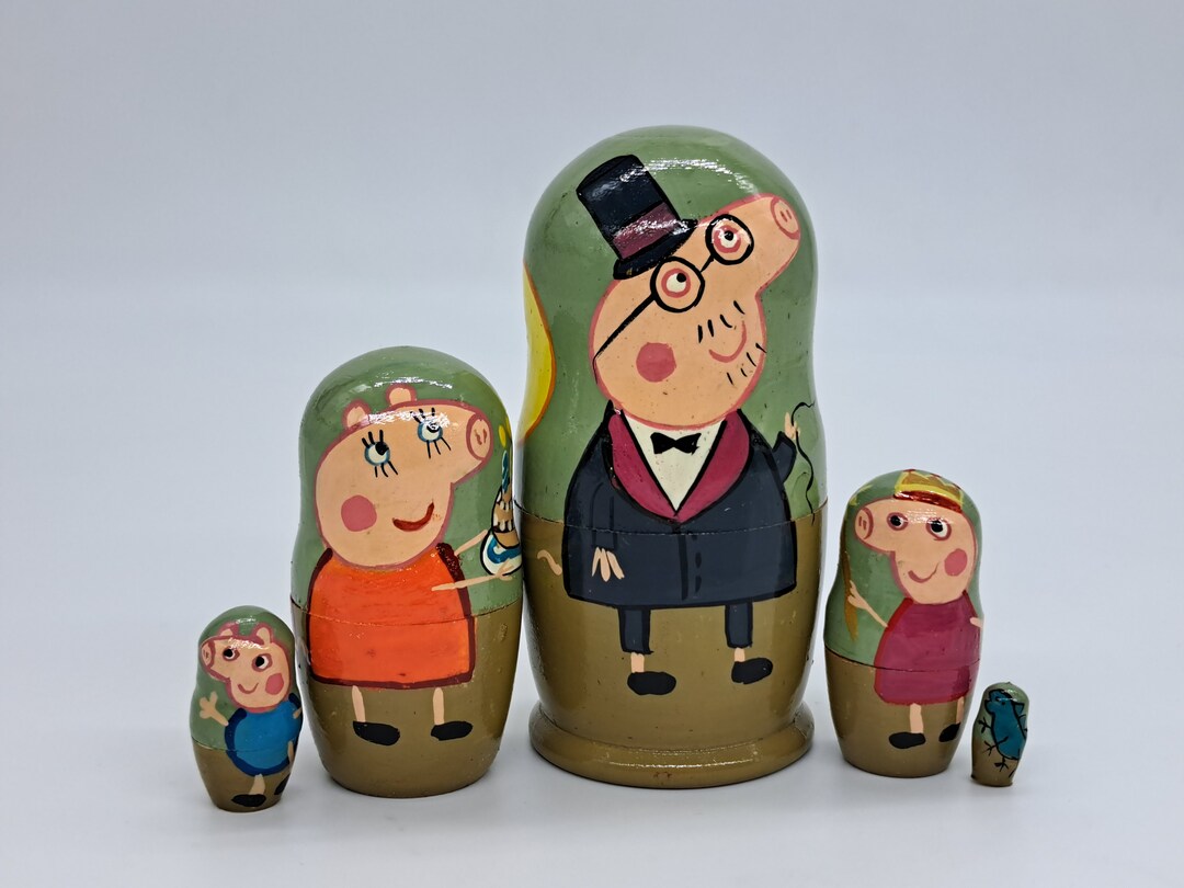 4 Cartoon Nesting Dolls Matryoshka 5 in 1 Handmade and Hand Painted in ...