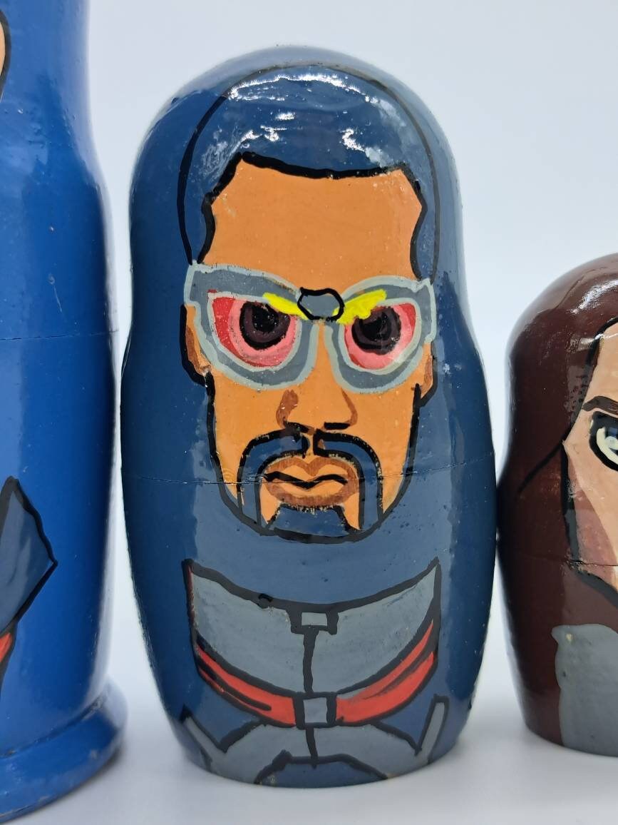 Superhero Nesting Dolls Movies Matryoshka 4" Tall 5 in 1 Handmade and ...