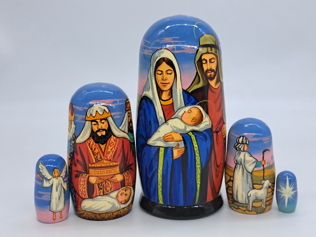 7 Nativity Nesting Dolls 5 in 1 Christmas Matryoshks - Etsy