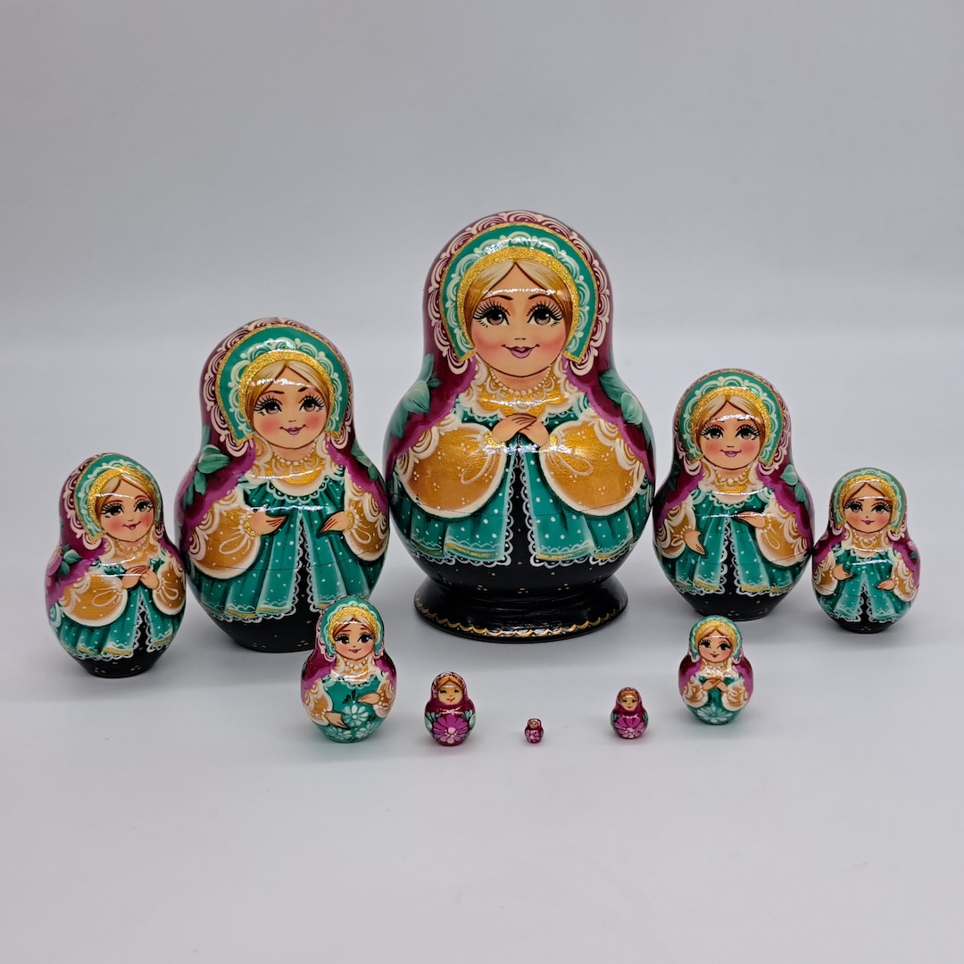 6" Nesting Dolls 10 in 1 Matryoshka Exclusive Stacking Doll Handmade ...