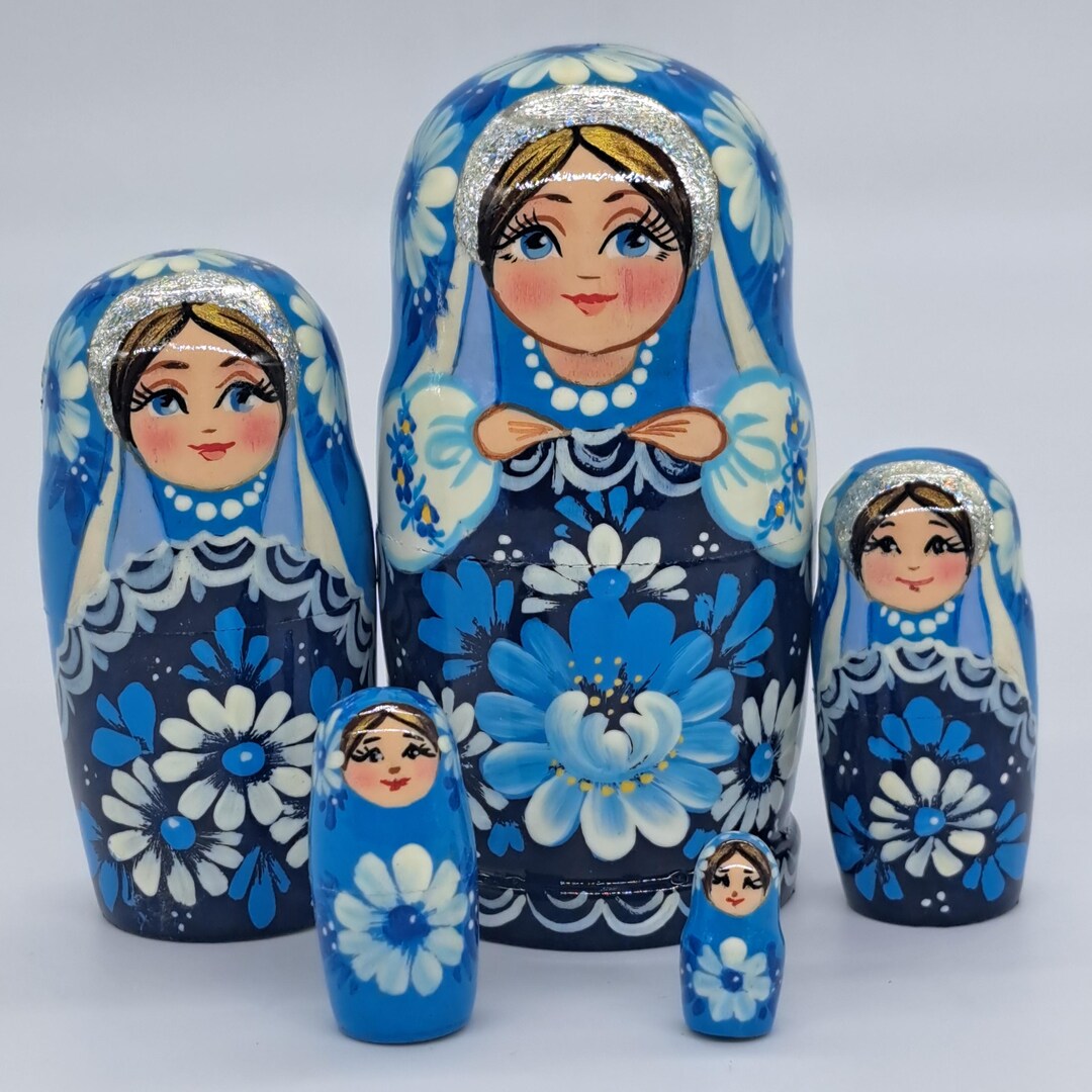 4" Art Nesting Dolls Ukrainian Matryoshka 5 in 1 Wooden Toy for Kids ...