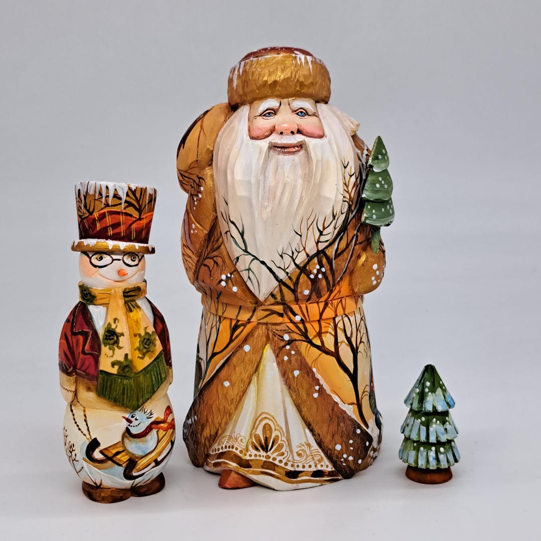 Hand Carved Wooden Santa Nesting Doll: 7" Christmas Decor Matryoshka - Etsy