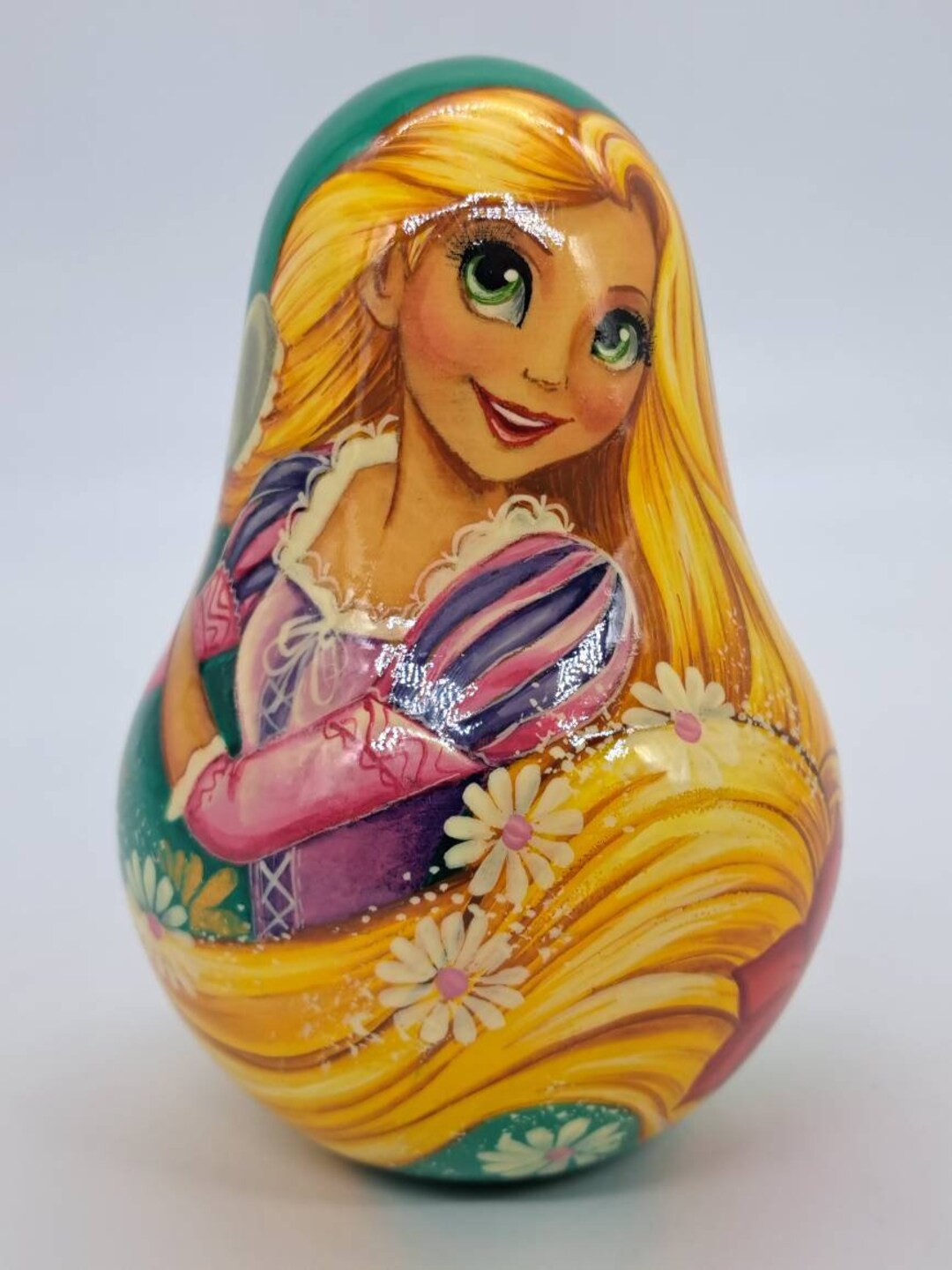 5.5 Roly Poly Cartoon Princess Wooden Toy Ratle Hand Made in Ukraine ...