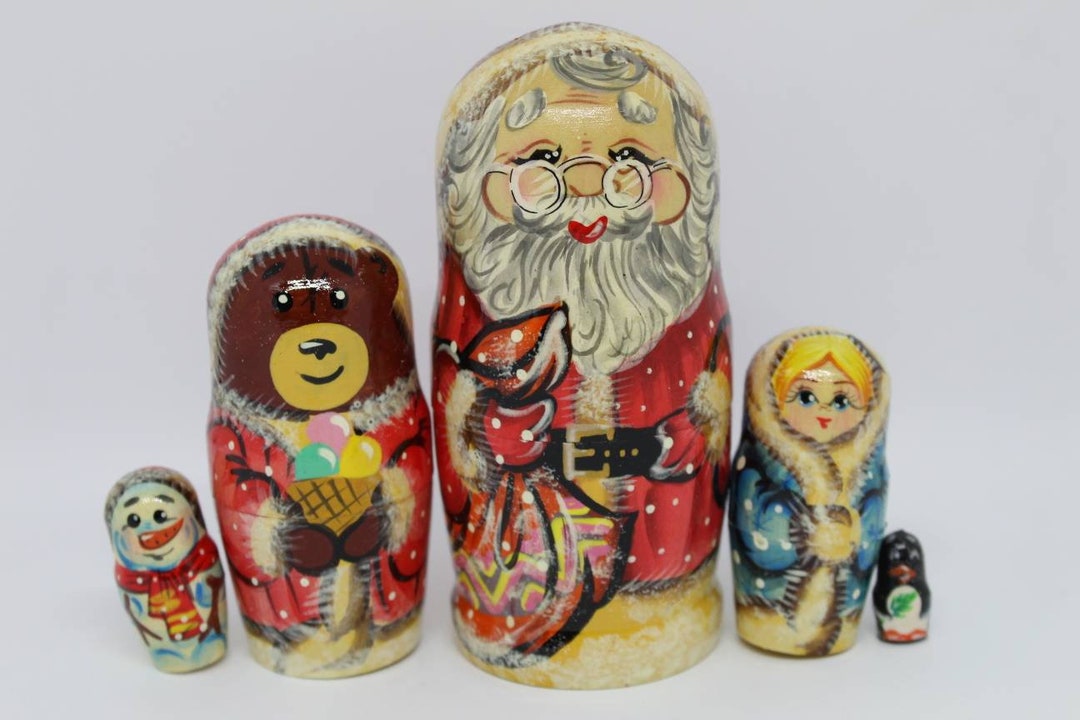 Christmas Nesting Dolls Santa Claus 4" Tall, 5 in 1 Set #5 - Etsy