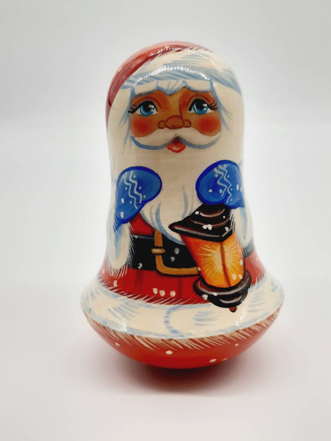 5.5 Roly Poly Wooden Toy Santa Claus Christmas Doll Ratle Hand Made in ...