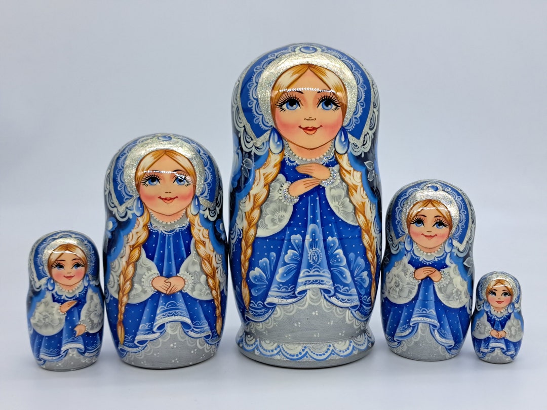 7 Nesting Dolls Matryoshka beautiful Girl 5 in 1 Handmade in Ukraine ...