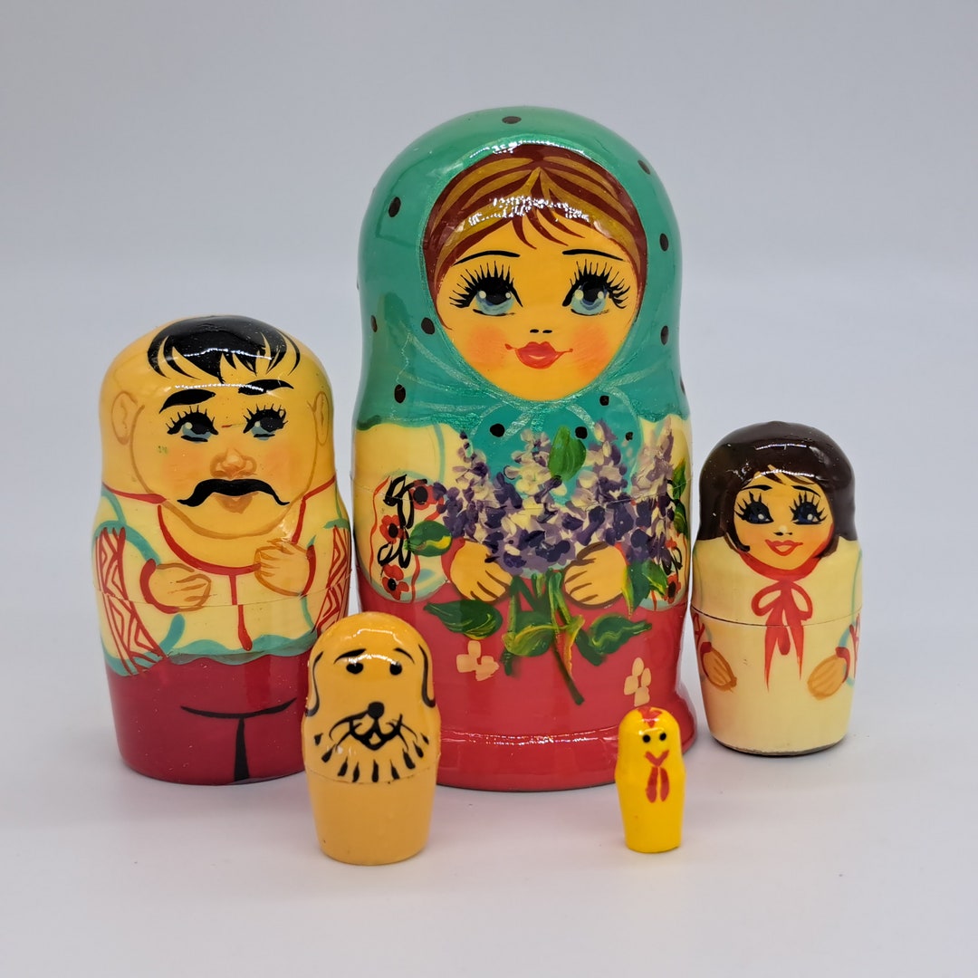 4 Nesting Dolls 5 in 1 Ukrainian Family Matryoshka Handmade Wooden Toy ...