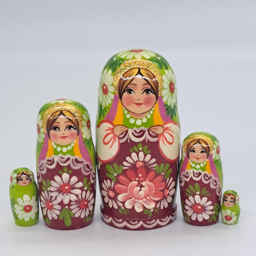 4" Art Nesting Dolls Ukrainian Matryoshka 5 in 1 Wooden Toy for Kids ...