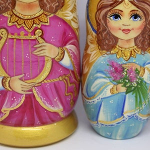 Nesting Dolls, Matryoshka angel With Arch 7 Tall,5 Pieces Inside.hand ...