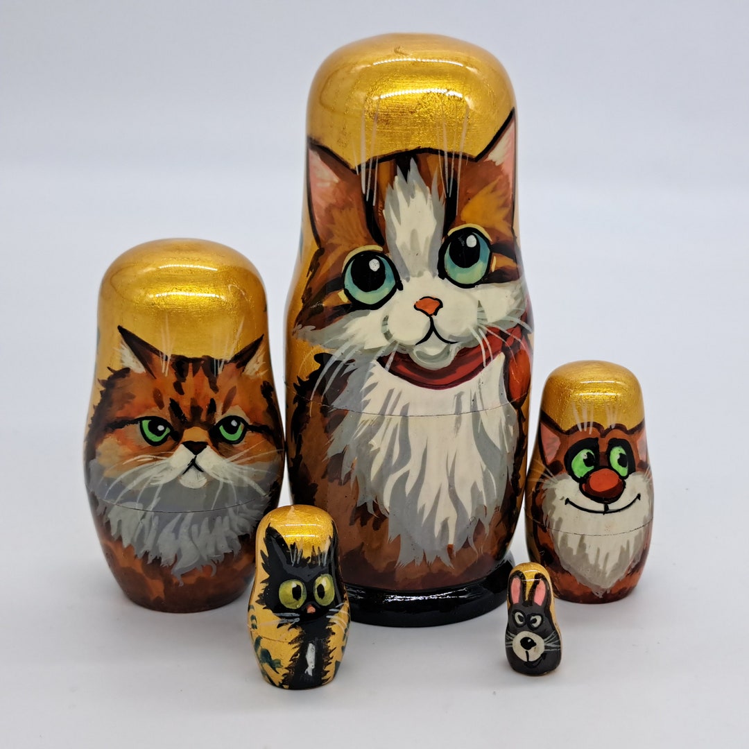 5 Cat Nesting Dolls 5 in 1 Matryoshka Handmade and Painted in Ukraine ...
