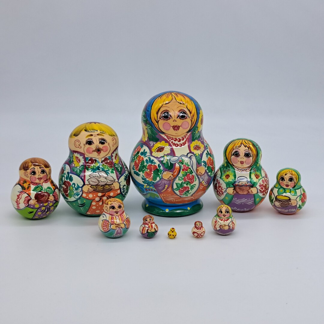 5.5 Ukrainian Family Nesting Dolls Matryoshka 10 in 1 Made by Hand ...