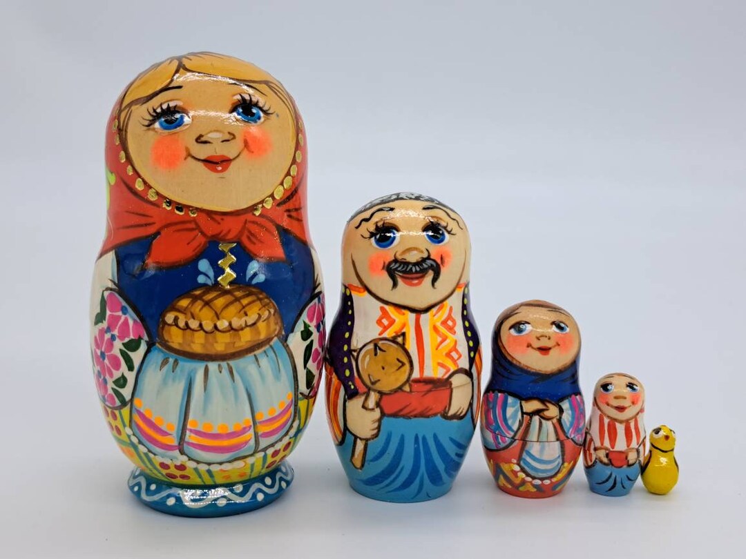 Nesting Dolls Ukrainian Family Matryoshka Handmade 4" Tall 5 in 1 ...