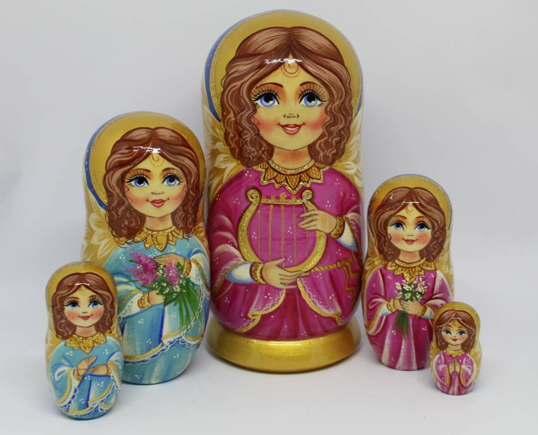 Nesting Dolls, Matryoshka angel With Arch 7 Tall,5 Pieces Inside.hand ...