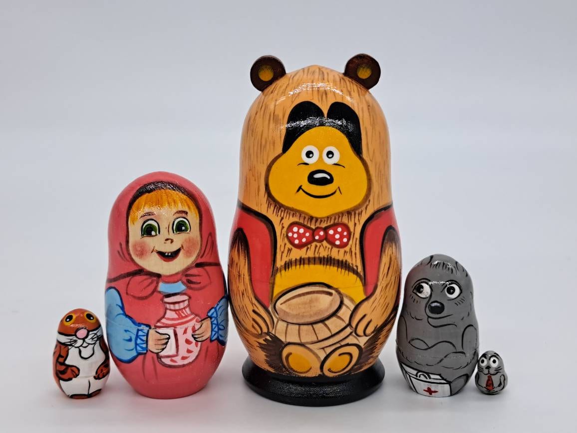 Cartoon Nesting Dolls 4 Tall Matryoshka 5 in 1 Handmade - Etsy