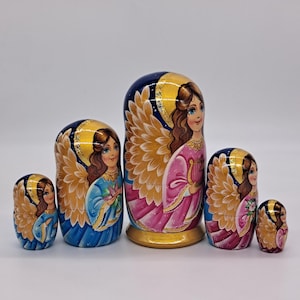 Nesting Dolls, Matryoshka "angel With Arch" (7" Tall,5 Pieces Inside ...