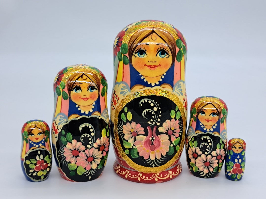5 Nesting Dolls Matryoshka 5 in 1 Wooden Toy Handmade - Etsy