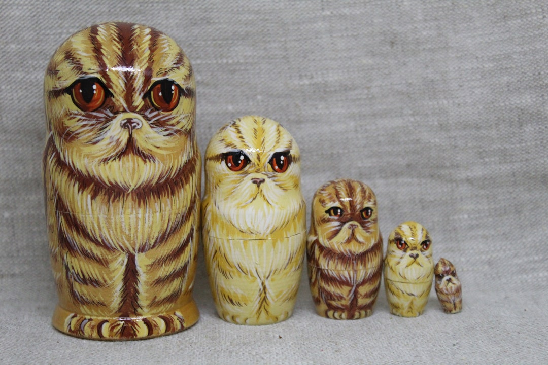 4 Nesting Doll Matryoshka cats 5 in 1 Souvenir Gift for Kids Hand Made ...