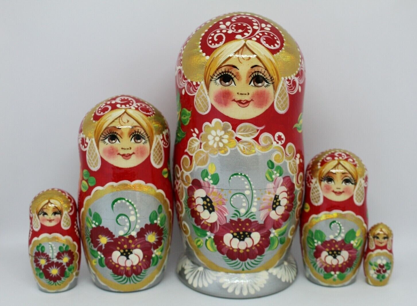 7 Red Nesting Dolls Classic Matryoshka 5 in 1 - Etsy