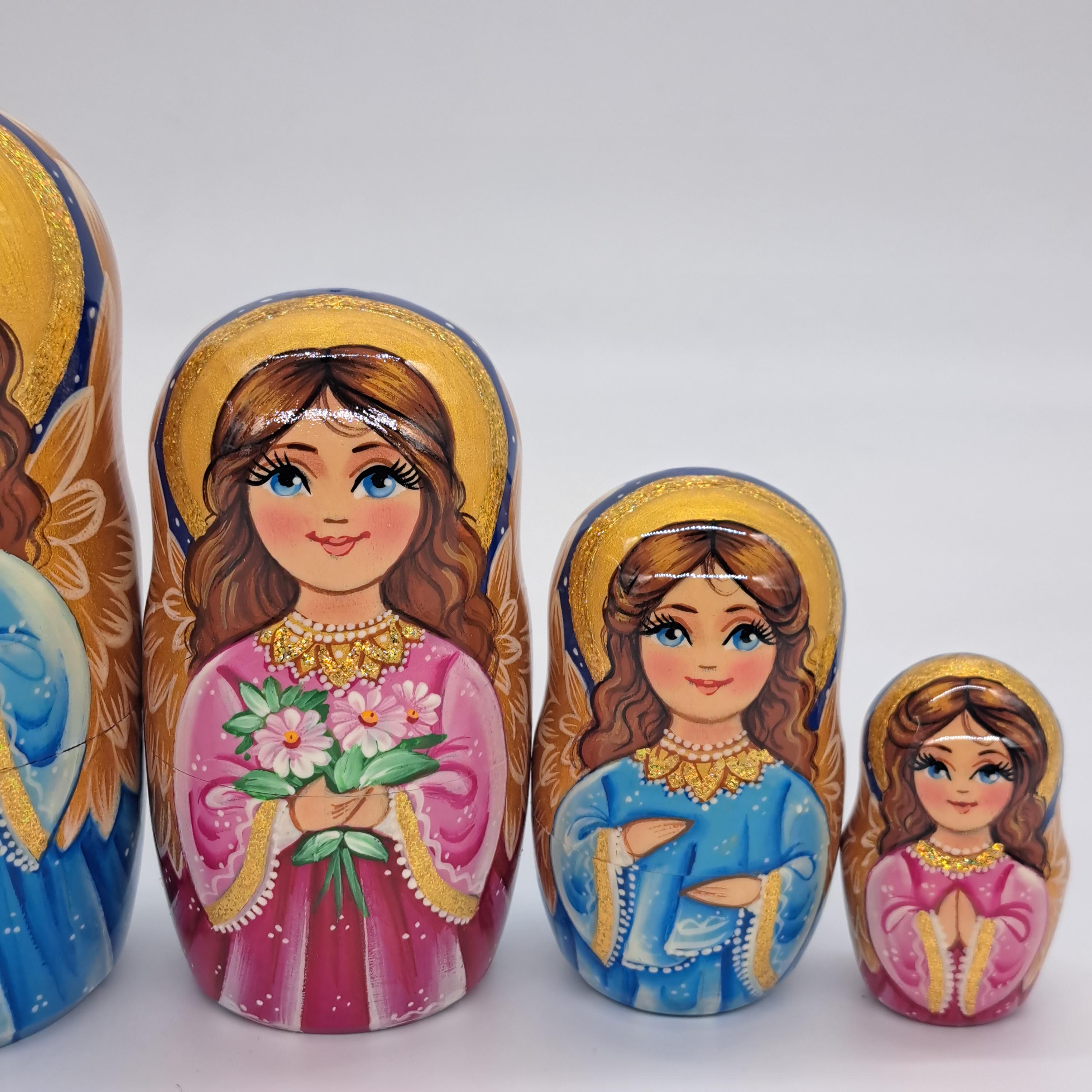 Nesting Dolls, Matryoshka "angel With Arch" (7" Tall,5 Pieces Inside ...