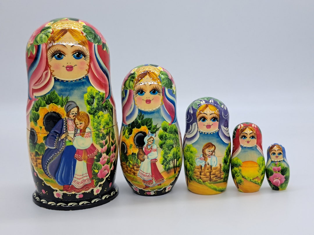7" Nesting Dolls Ukrainian Countryside 5 in 1 Matryoshka Stacking Dolls ...