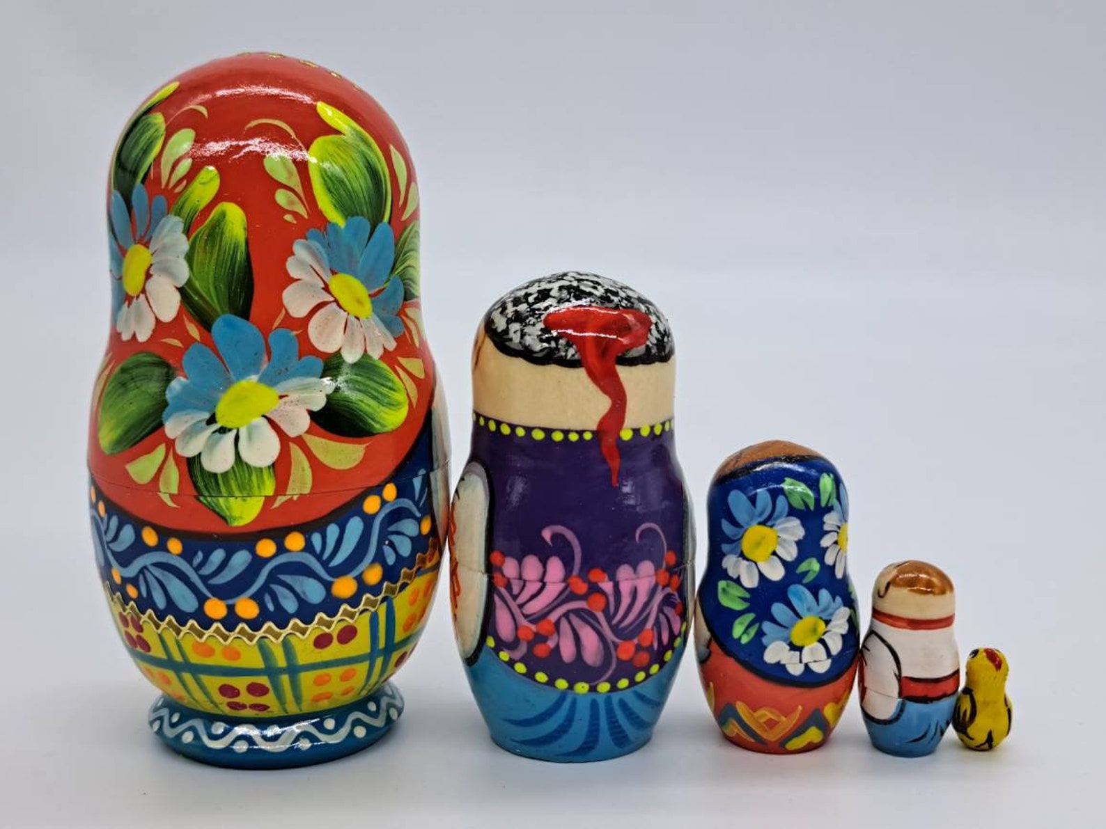 Nesting Dolls Ukrainian Family Matryoshka Handmade 4" Tall 5 in 1 ...