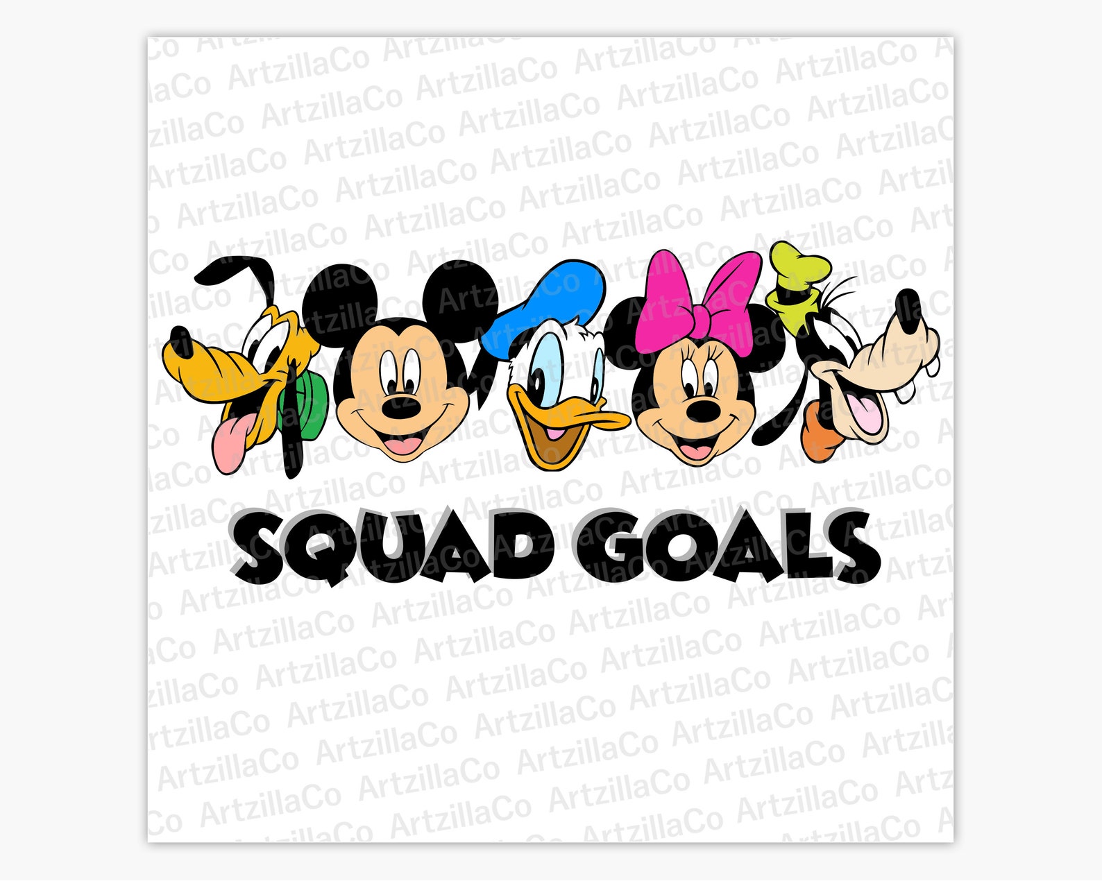 Fab Five - Squad Goals - Pluto Goofy Mickey Mouse Minnie Mouse Donald ...
