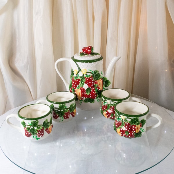 Strawberry Tea Set - Etsy