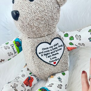 Memory Bear From Clothing, Handmade Bear, Bear From Loved One's Clothing, Memory Bear Patch,gift ...