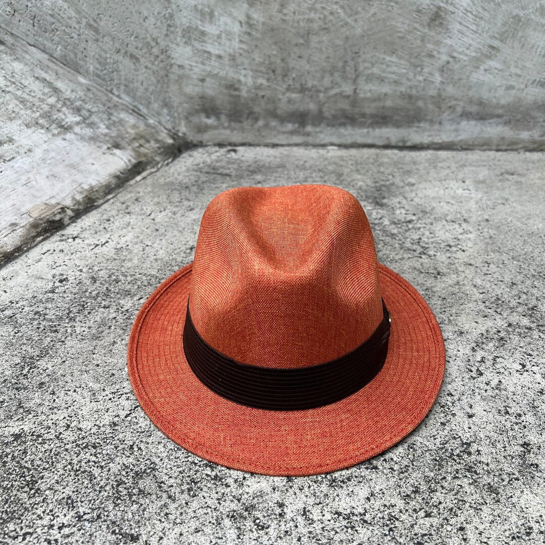 Orange Fedora Hat, Sturdy Hat, Fedora for Men, Fedora for Women, Hat ...