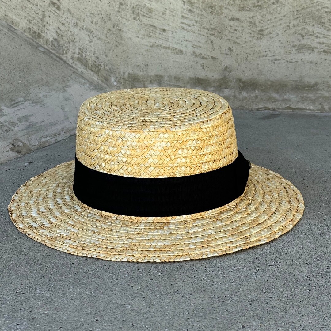 Boater Hat, Gambler Hat, Flat Top Hat, Fashion Hat, Summer Hat, Beach ...