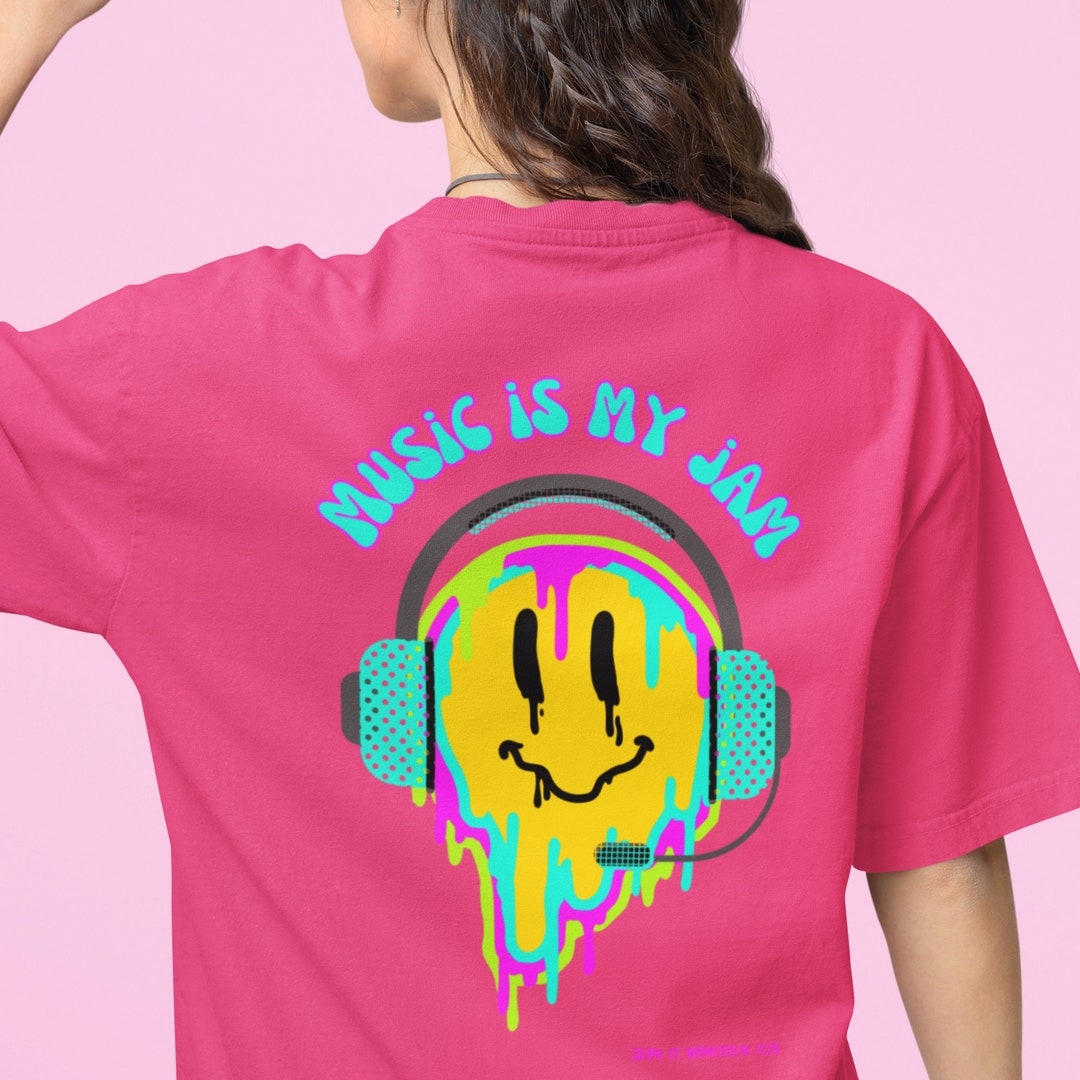 Music is My Jam Melting Smiley Face Wearing Headphones Comfort Colors ...