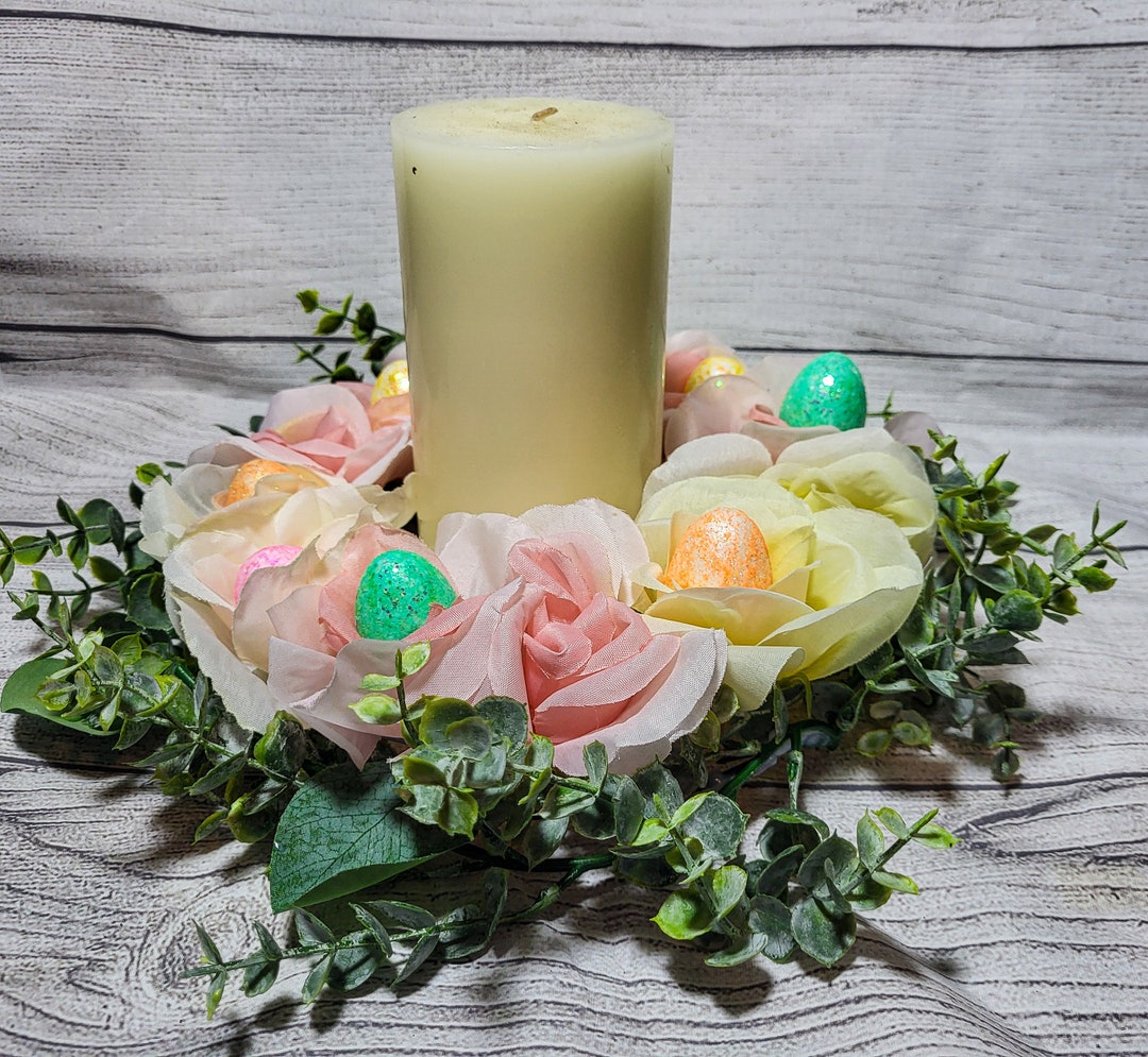 Easter Floral Candle Ring, Easter Candle Rings, Spring Decor, Spring ...