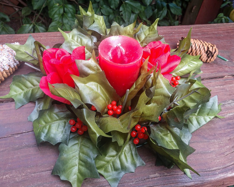 Holly Berries Candle Ring Christmas Candle Rings Home Decor | Etsy