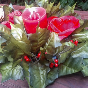 Holly Berries Candle Ring Christmas Candle Rings Home Decor | Etsy