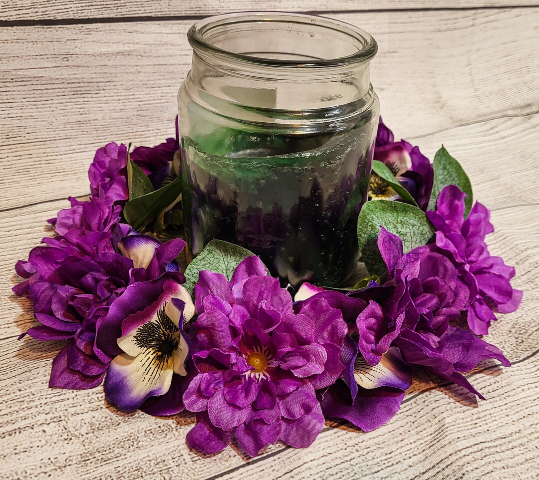 Purple Floral Candle Ring, Spring Candle Rings, Summer Decor, Home ...