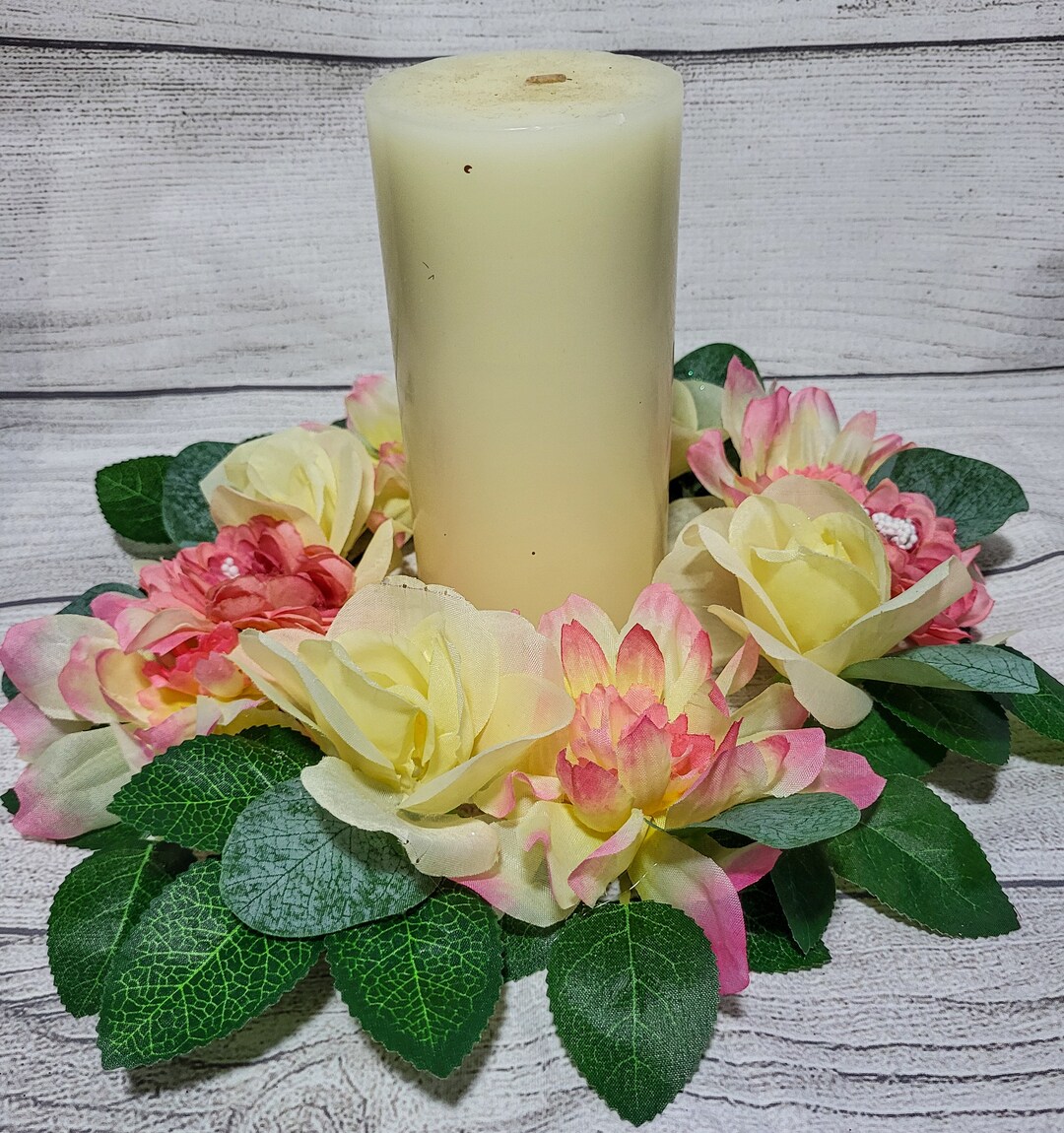 Spring Floral Candle Ring, Spring Decor, Home Decor, Spring Candle ...