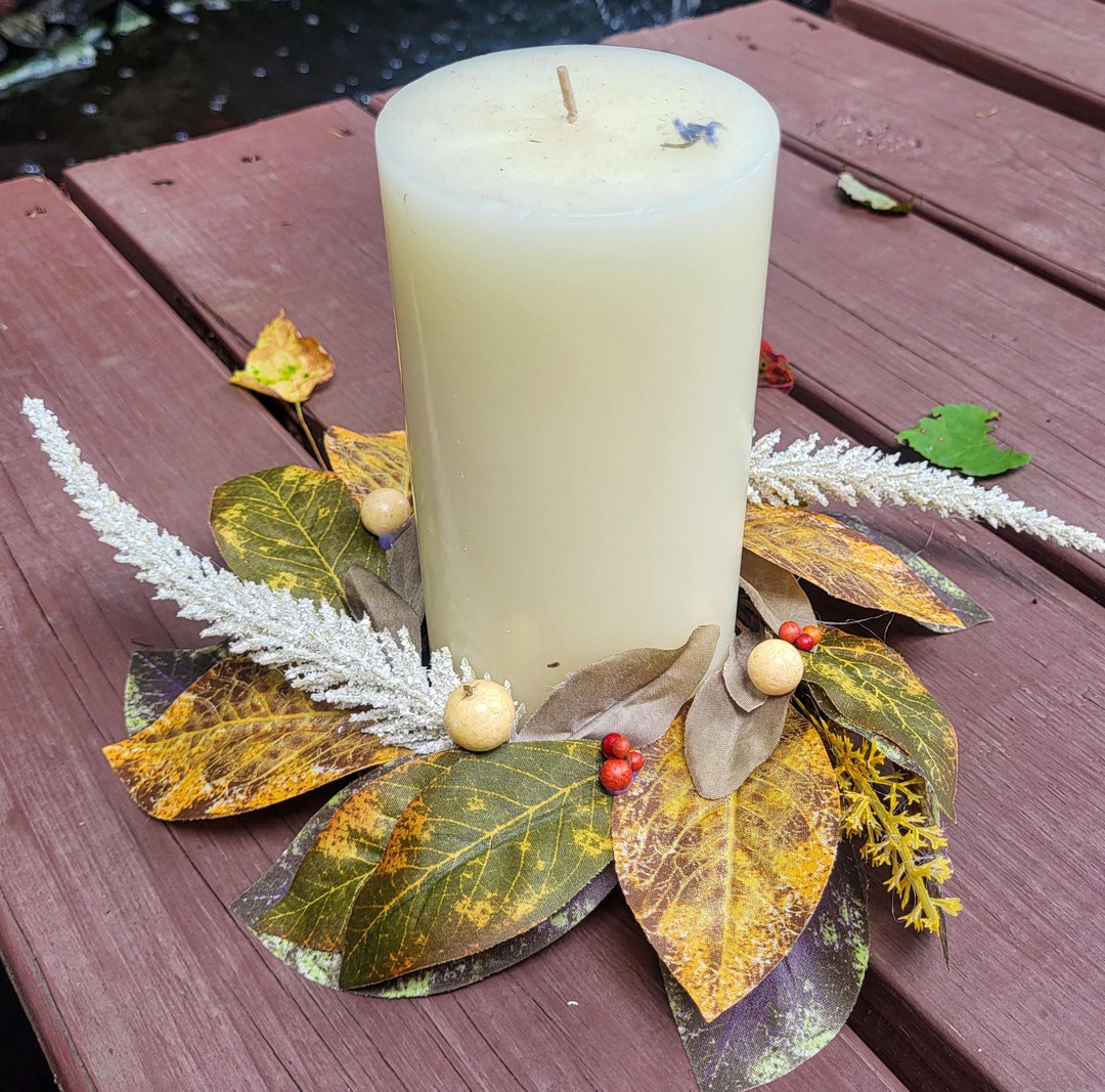 Mini Fall Floral Grapevine Candle Ring, Fall Decor, Fall Candle Rings ...